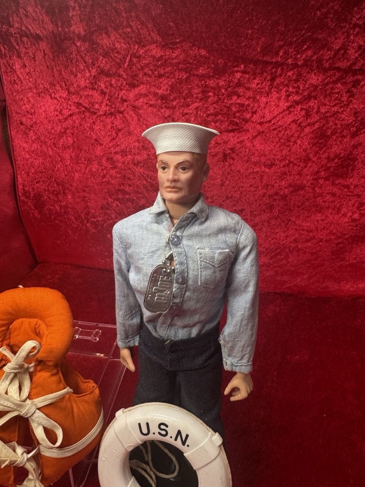 VINTAGE GI JOE 1964 ACTION SAILOR TALKING LOT USN RING LIFE JACKET NO ...