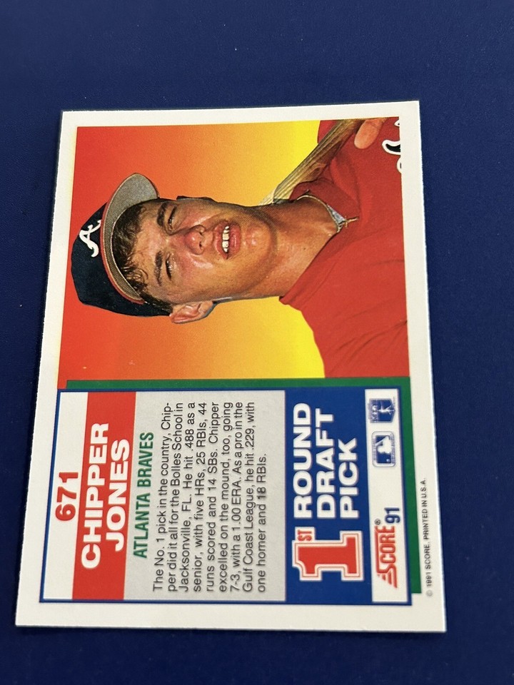 1991 Score Chipper Jones Rookie Card RC #671 HOF - Atlanta Braves | eBay