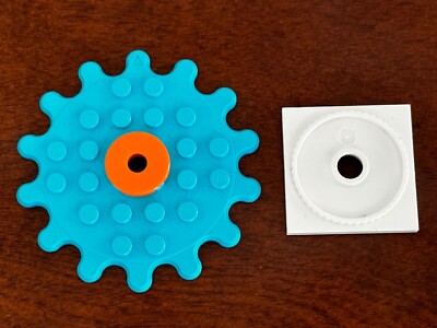 1x Lego Azure Light Blue 6 x 6 with 14 Gear Flower 35446 1x Turntable ...