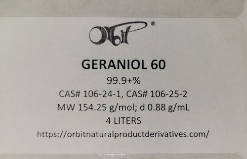 GERANIOL 60 (4000 mL in Amber Glass Jug) 100% Mixture of Geraniol/Nerol Isomers | eBay