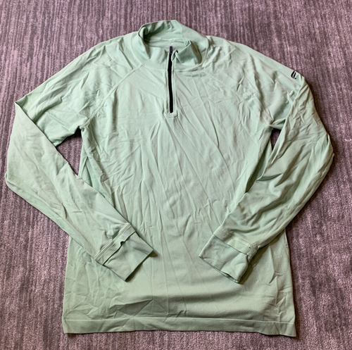 Fabletics Sweater Mens Medium Green Quarter Zip Sweatshirt Performance ...