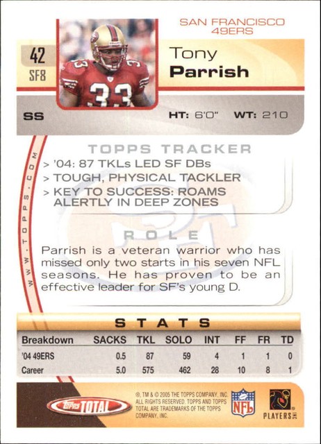 2005 Topps Total - #42 Tony Parrish for sale online | eBay