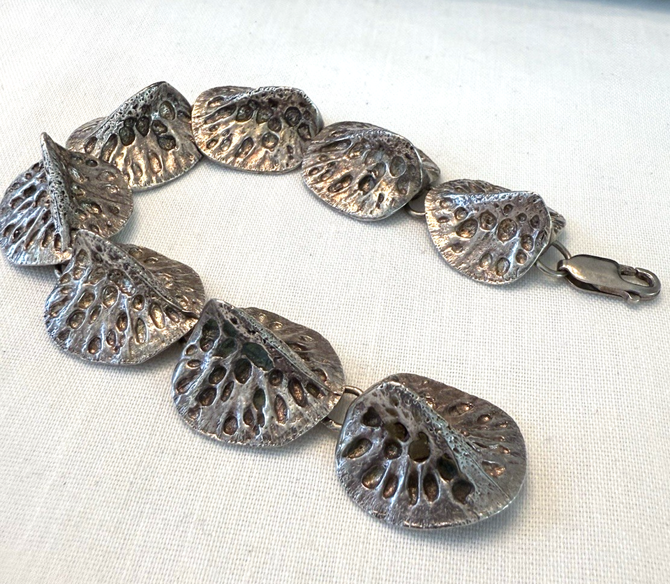 Gogo Jewelry Sterling Silver Alligator Scute Bracelet Signed 7 1/4" to ...