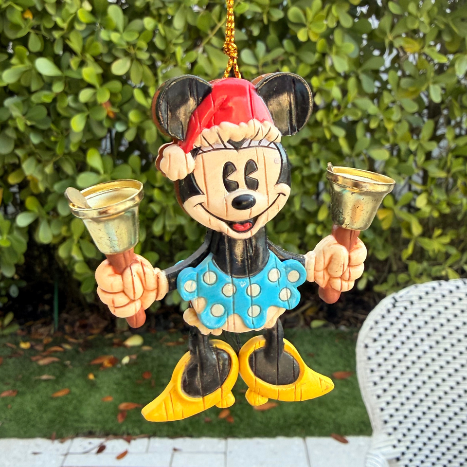 Hallmark Ornament Mickey & Minnie Mouse 2001 & 2002 Bell Ringing Santa ...