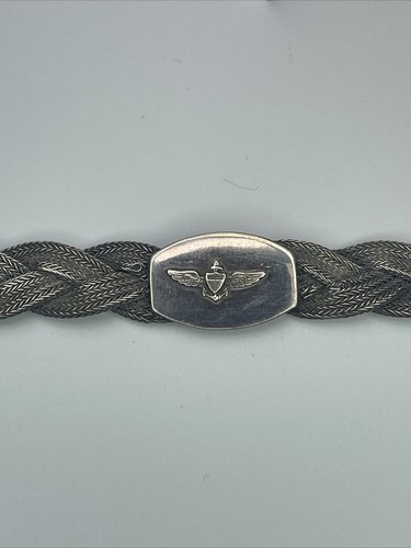 WWII Navy Pilot Wings, Sweetheart Bracelet, Silver Braid | eBay