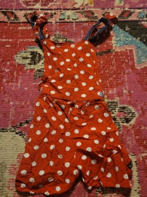 Matilda Jane 10 girls overalls red polka dot button summer outfit ...