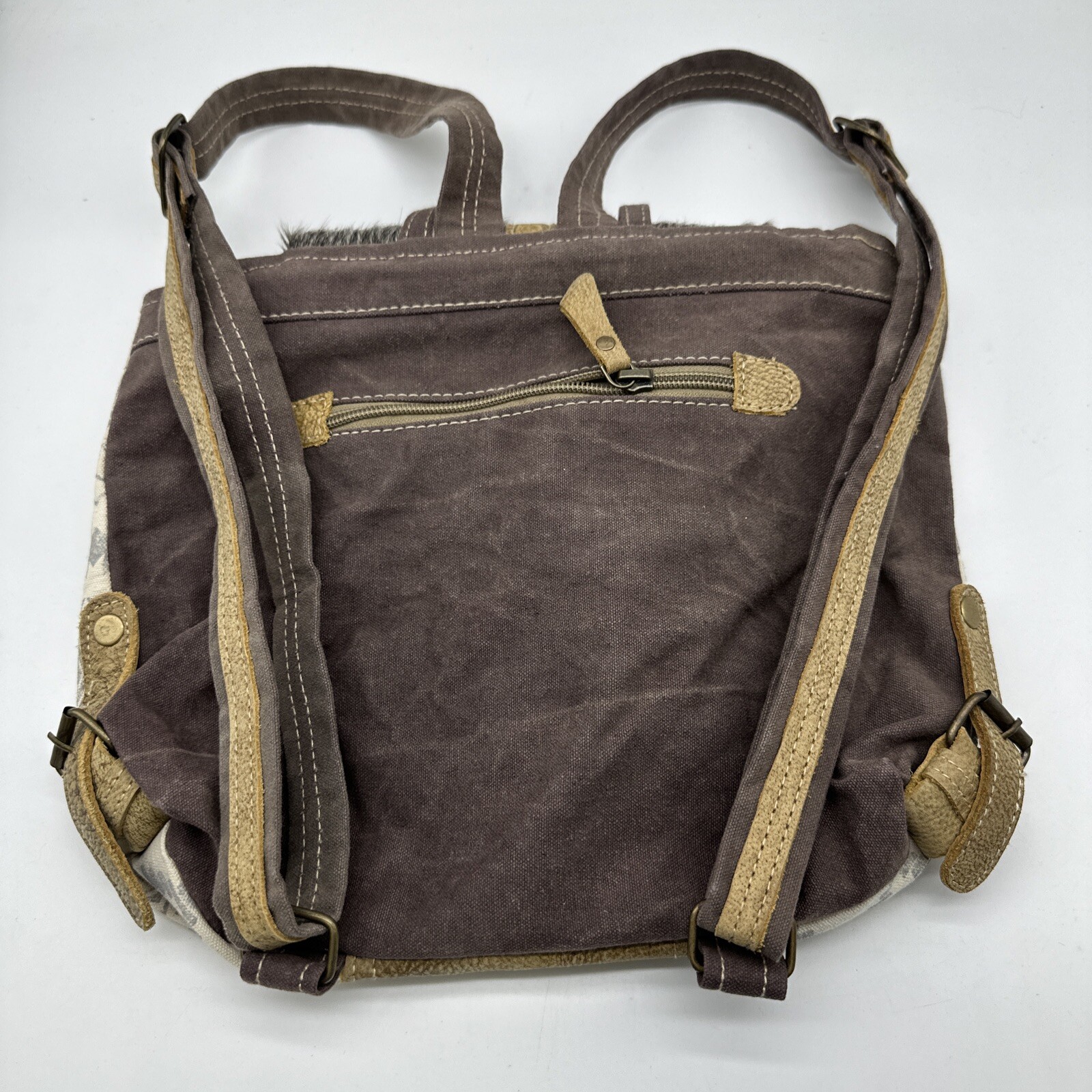 Myra Bag Backpack Bag Upcycled Canvas & Hair-On Cowhide Leather Medium ...