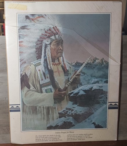 Native American Indian Prayer Peace Julie Kramer Cole 20x16 1987 Litho ...