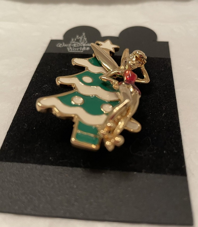 Disney Gold Tone Tinker Bell Red Outfit Christmas Tree Brooch Pin NEW ...