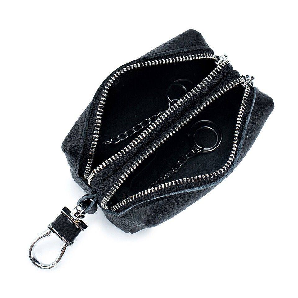 Genuine Leather Car Key Case Wallet Unisex Zipper Cash Card Coin ...