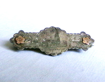 Vintage Silver Brooch Engraved Church Chesterfield Hallmark Chester ...