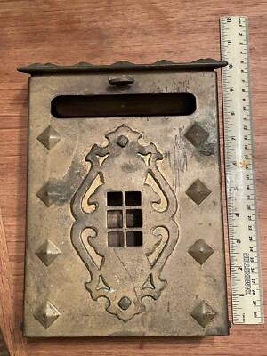 Vintage Bronze Ornate Gothic Mailbox with Mail Slot - approx. 10 inches ...
