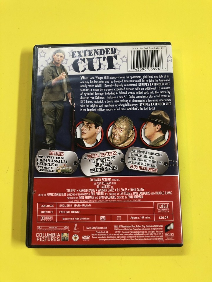 STRIPES - EXTENDED CUT - DVD - BILL MURRAY, JOHN CANDY, | eBay