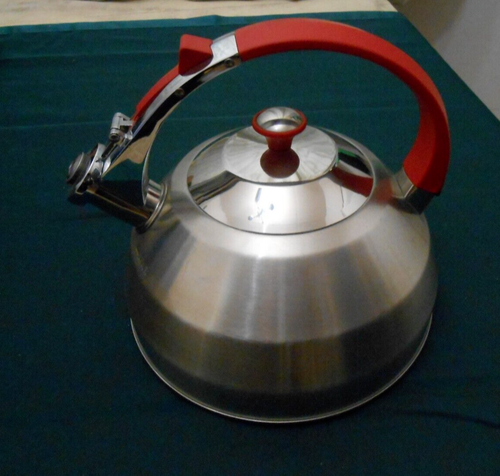 MASTERCLASS STAINLESS STEEL TEAPOT PREMIUM COOKWARE RED HANDLED | eBay