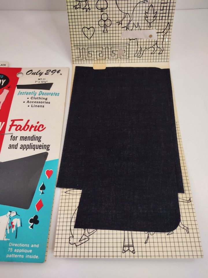 Vintage Improved Sturdy Brand Iron-On Fabric Black Open Mending ...