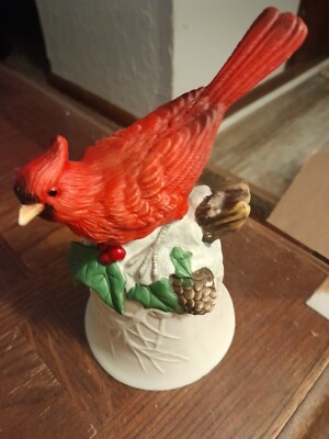 Christmas Bell Cardinal Red Bird Winter Holly | eBay