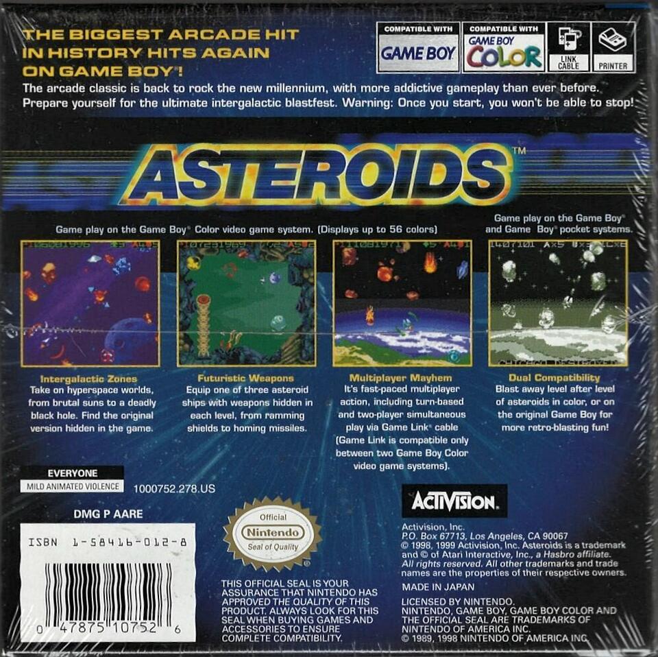 Asteroids GBC (Brand New Factory Sealed US Version) Game Boy Advance 47875107526 | eBay