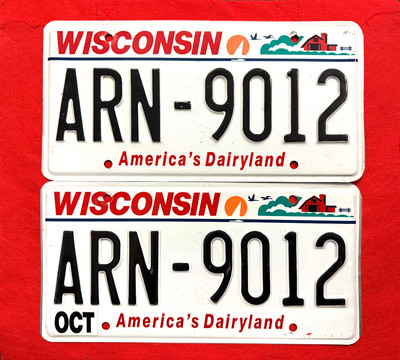 Wisconsin License Plate Pair ARN-9012 ... Expired / Crafts / Collect ...
