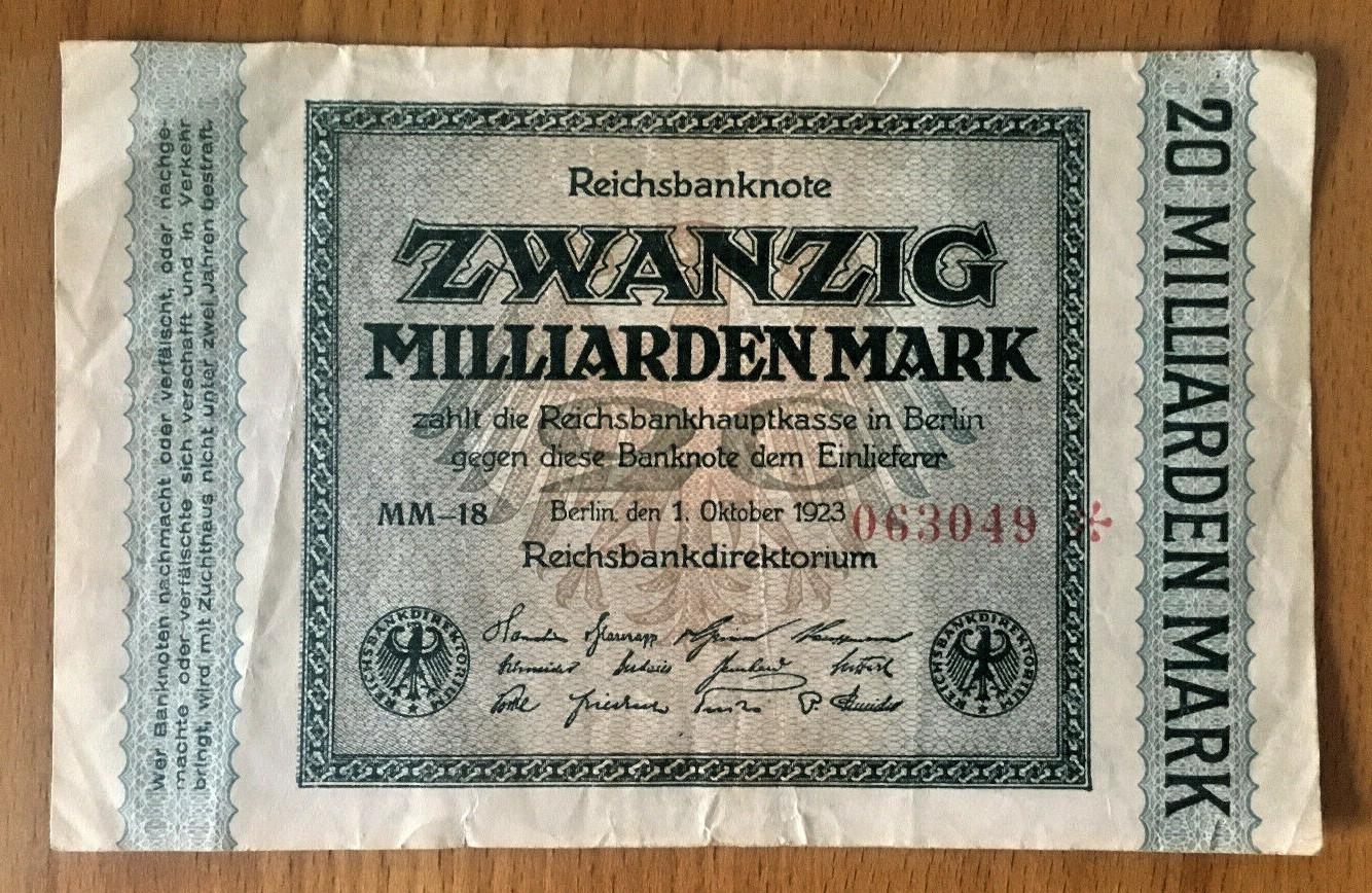Zwanzig Milliarden Mark - Reichsbanknote - Berlin - vom 01. Oktober ...