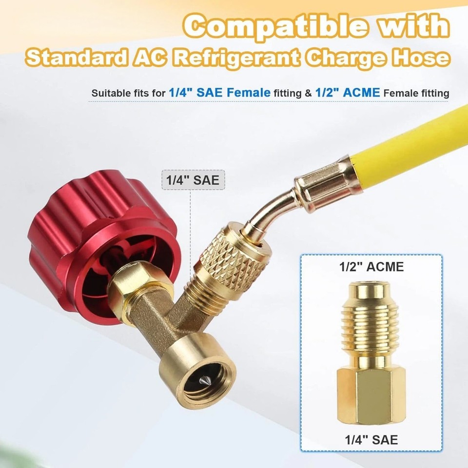 R134A Can Tap Valve Self-Sealing & Puncture Style With Adapter A/C ...