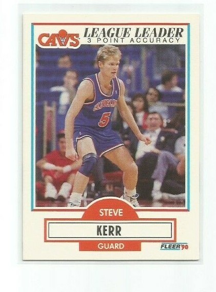 STEVE KERR (Cleveland Cavaliers) 1990 FLEER VARIATION NO-LINE CARD ABV ...