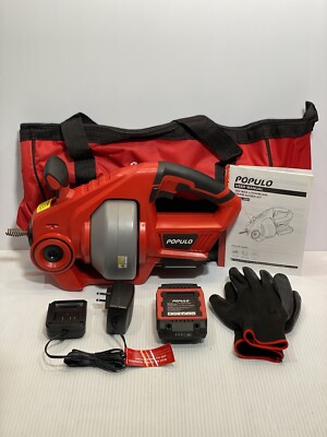 Populo CDAL-2004 Red 20 Volt Max Lithium-ion Battery Drain Auger Kit 25 ...