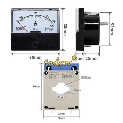 1PC New DH-670 Analog Ammeter AMP Current Meter AC 0-400A & Transformer ...