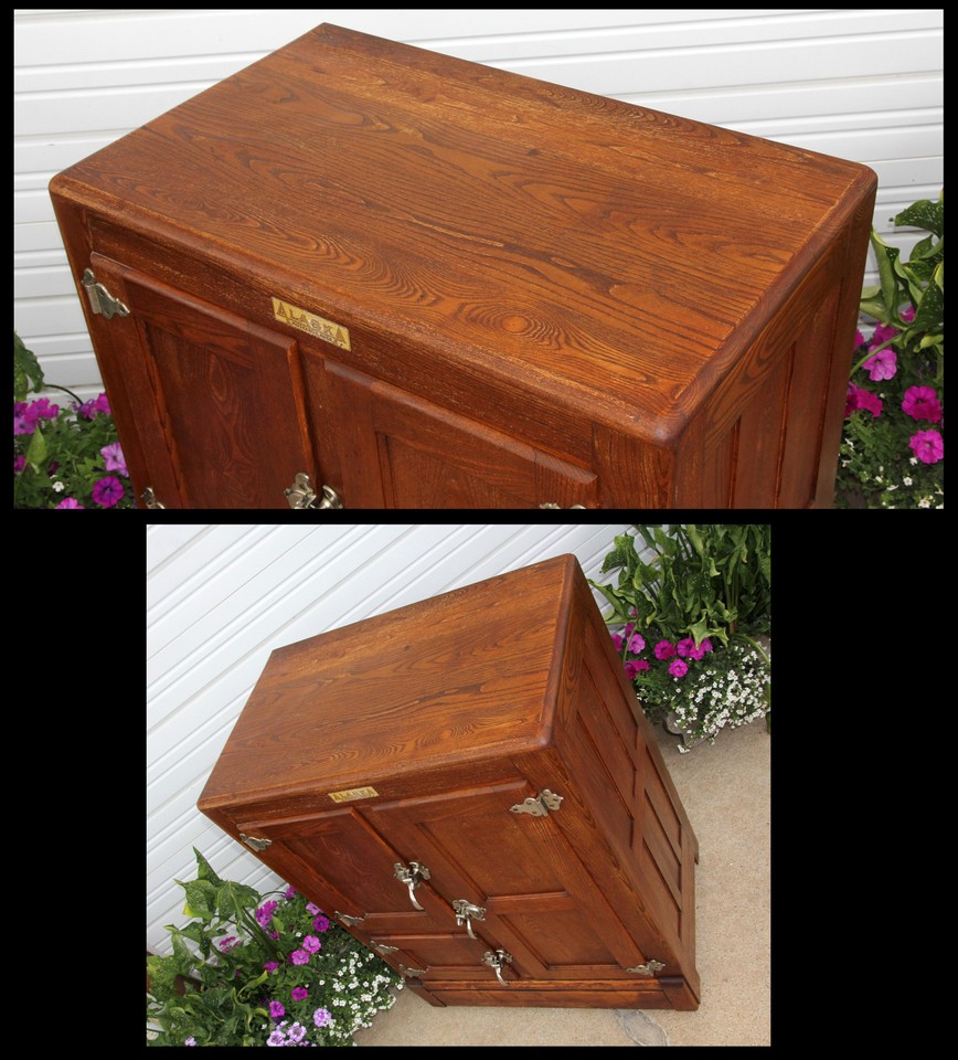 Antique 1895-1915 Oak 3 Door Alaska Icebox Chest Orig HDWE & Finish ...