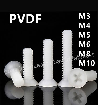 PVDF Plastic Phillips Countersunk Flat Head Machine Screws M2/M3/M4/M5 ...