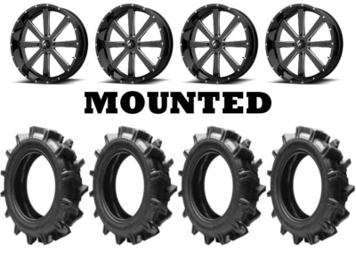 Kit 4 Quadboss QBT680 Tires 36x9.5-20 on MSA M34 Flash Black Wheels ...