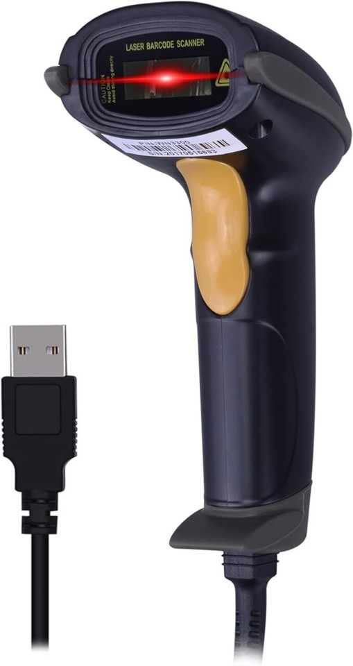 USB Laser Barcode Scanner Wired Handheld Bar Code Scanner Reader Black ...