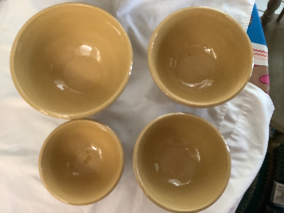Antique Weller Yelloware 4pc Graduated Bowls. | eBay