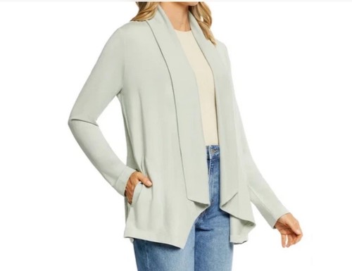 Max & Mia Ladies' Lightweight Drape Open Cardigan Light Olive - Size ...