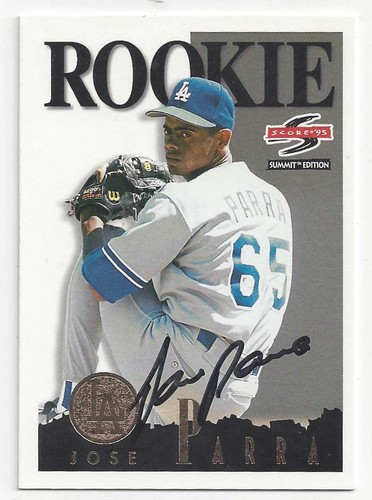 JOSE PARRA Los Angeles Dodgers Signed Card 1995 Score #170 Signed ...