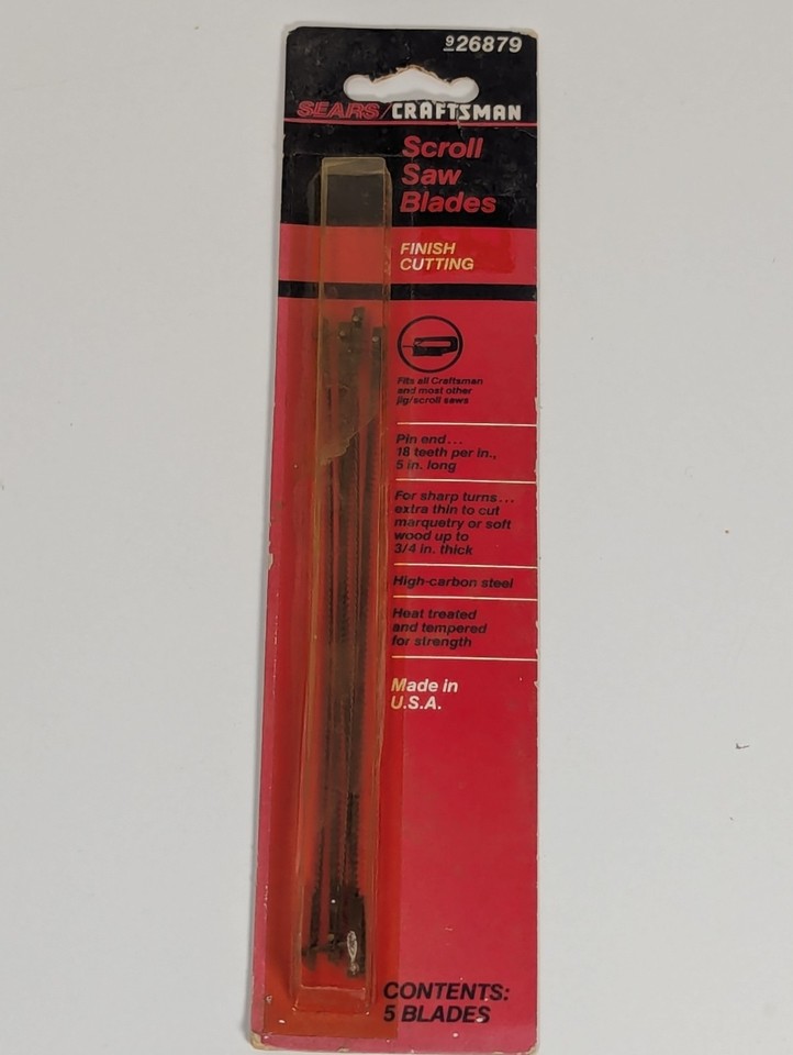 New Sears Craftsman Scroll Saw Pin End Finishing Blade Blades 10 Pack ...