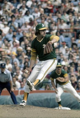 Pitcher Jim Catfish Hunter Oakland Athletics pitches at a circ- 1973 ...
