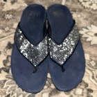 Fitflop Sequins Electra Flip Flops Sandal Open Toe Wedge Shoe blue ...