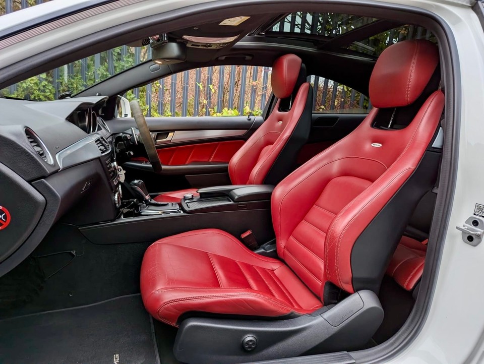 2014 MERCEDES C63 AMG COUPE WHITE RED LEATHERS MSL 550BHP CAM PANZA PX ...