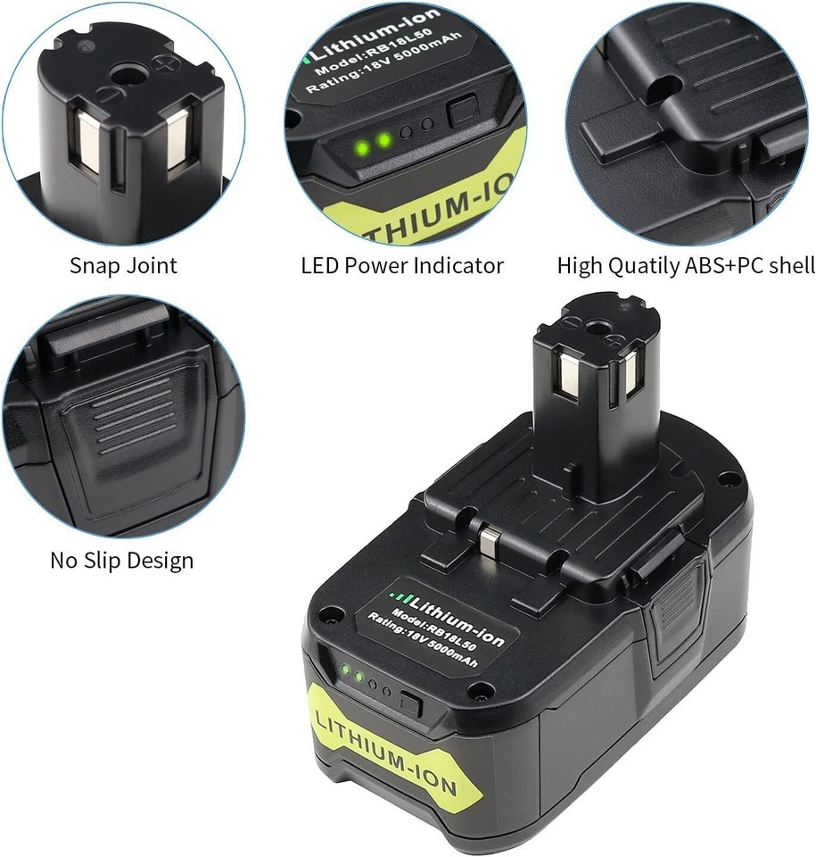 2 PCS 6.0Ah Lithium Battery for Ryobi P102 P200 P201 P203 P107 P108 One ...