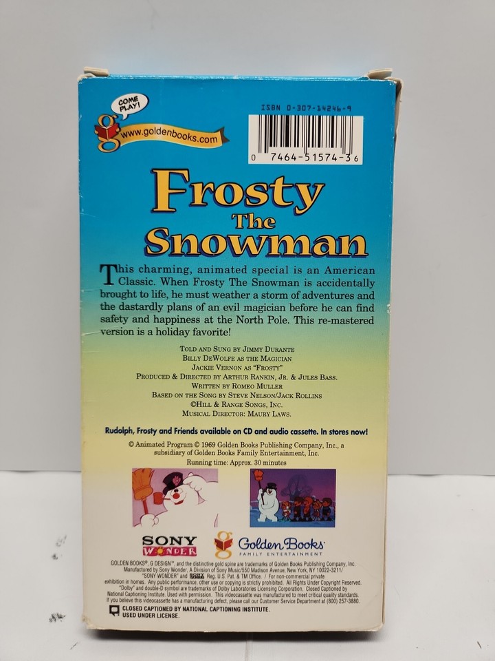 Frosty The Snowman VHS Holiday Classics As Seen On CBS Golden Books ...