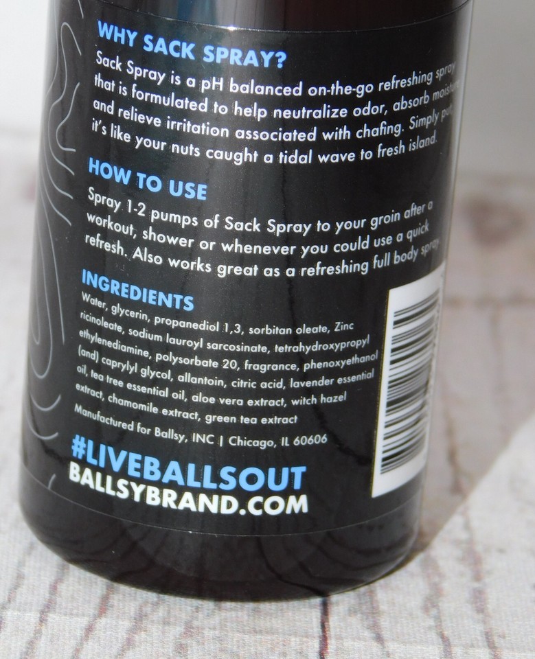 BALLSY Sack Spray pH Balanced Refreshing Body Spray Mens Fragrance 2oz ...