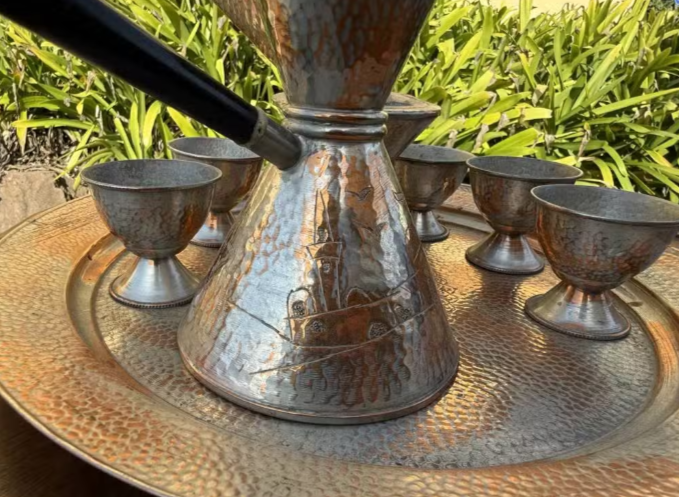 Vintage Oppenheim Engraved Brass Turkish Coffee Set Tray Pot Cups | eBay