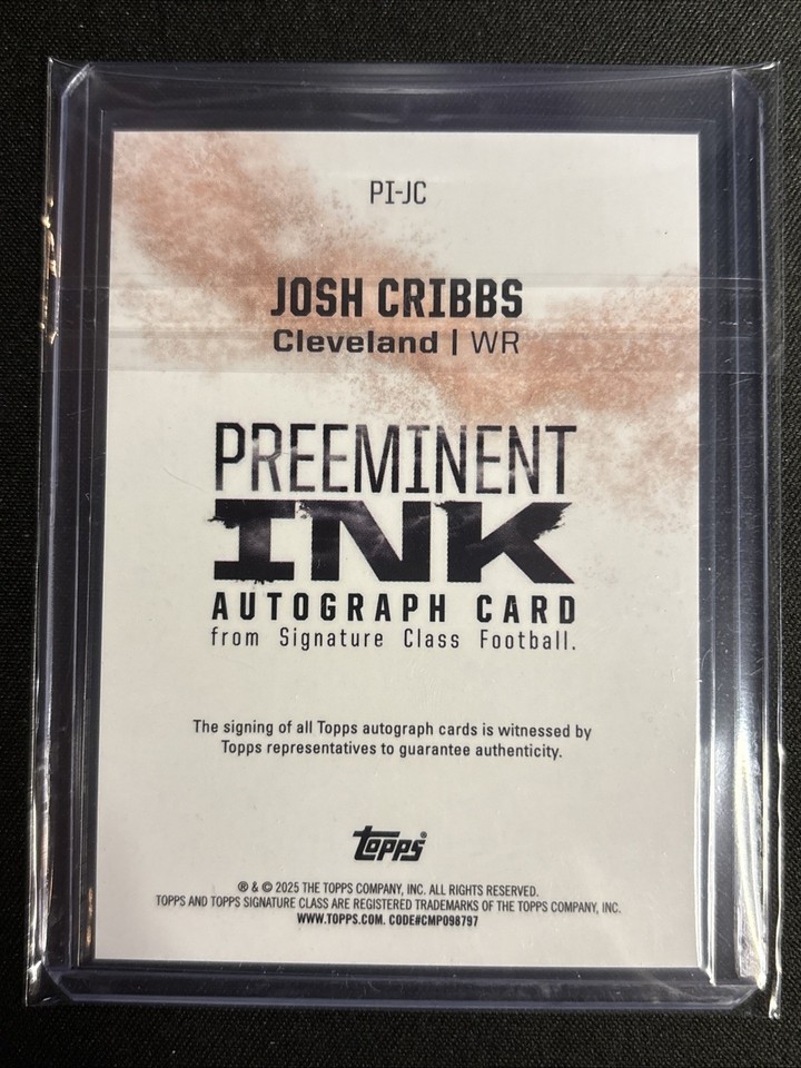 🔥Josh Cribbs 2024 Topps Signature Class Auto Preeminent Ink Browns #PI ...