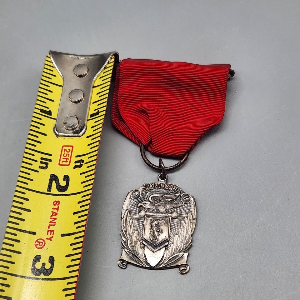 Vintage SOK POL W.A.M. Medal Red Ribbon Polish Falcon Award Poland ...