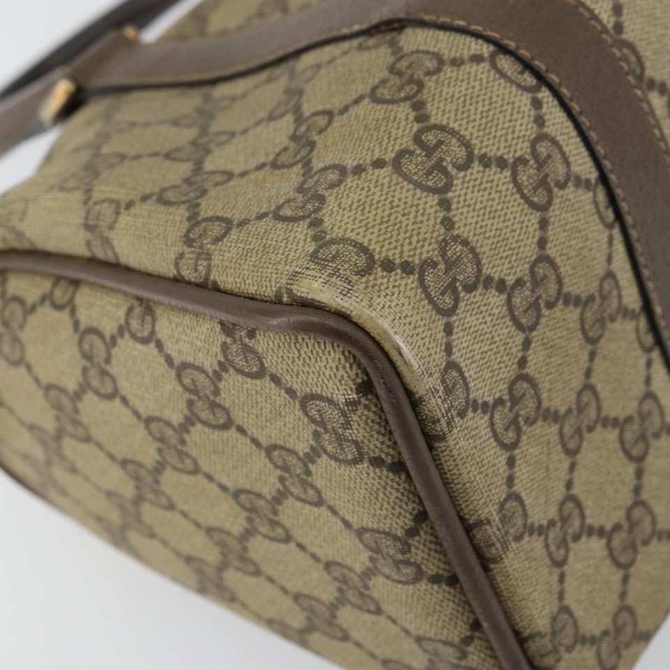 GUCCI GG Supreme Web Sherry Line Bag PVC Beige Gold 116 02 006 Auth ...