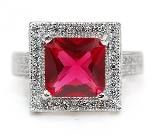 4CT Treated Ruby & Topaz 925 Sterling Silver Ring Jewelry Sz 6,7,8 ZB8 ...