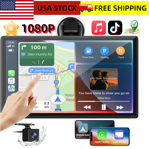 9-Inch Wireless Car Stereo with Carplay, 1080P Backup Camera, GPS ...
