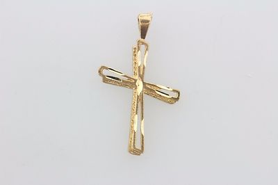 14K Yellow Gold Slanted Layered Double Cross Charm Pendant | eBay