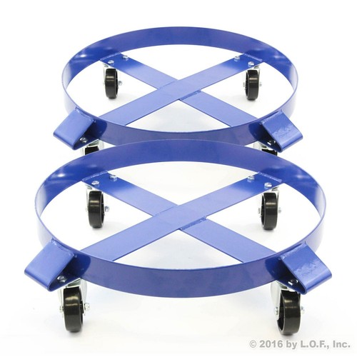 2 Drum Dollies 1000 lb 30 Gal w Swivel Casters Heavy Duty Steel Frame ...