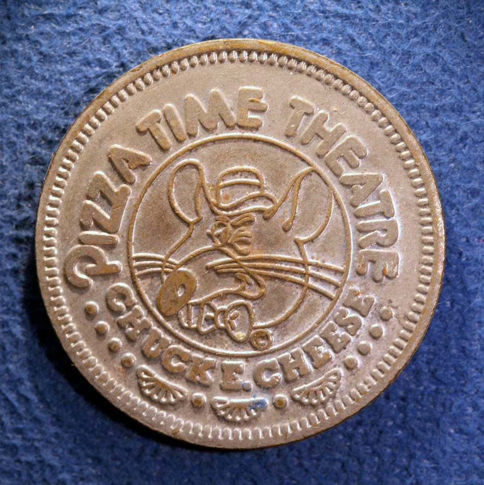 SCARCE 1982 Chuck E. Cheese token, ZINC-PLATED - UNCIRCULATED CONDITION ...
